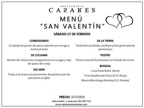 Un menú de San Valentín para disfrutar con mucho amor